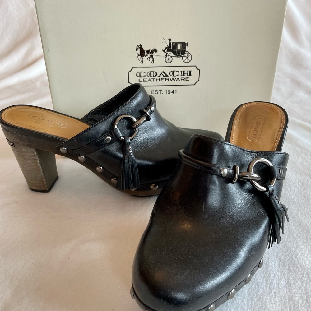 Coach Sasha Vachetta Black Mules - Gem